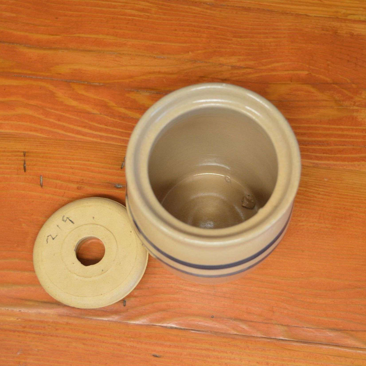 Vintage stoneware butter churn crock small with blue stripes – Ma and ...