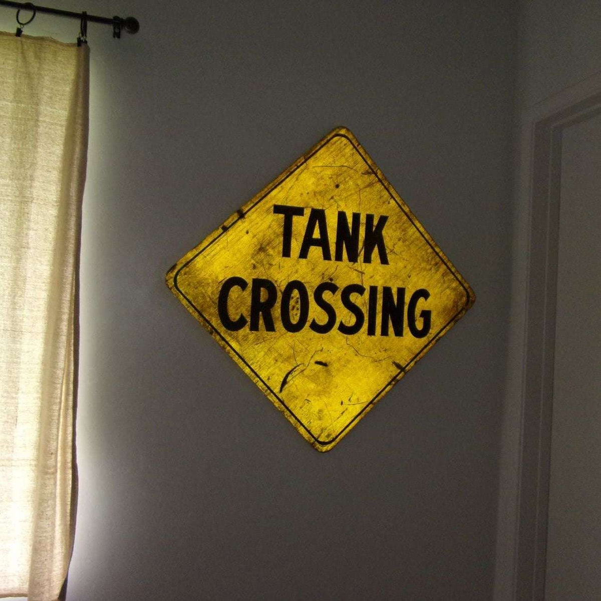 Vintage Tank Crossing Sign – Ma and Pa's Attic